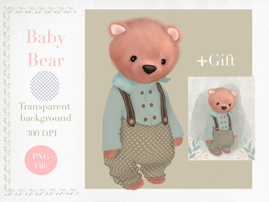Vintage Bearbear Clipart Instant Downloadnursery Artbear - Etsy
