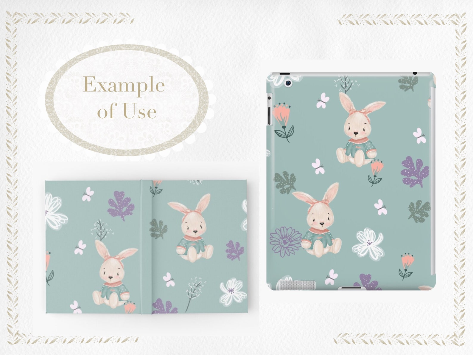 Bunny Rabbit Pattern , Vintage Bunny Paper,girl Bunny Clipart, Bunny ...