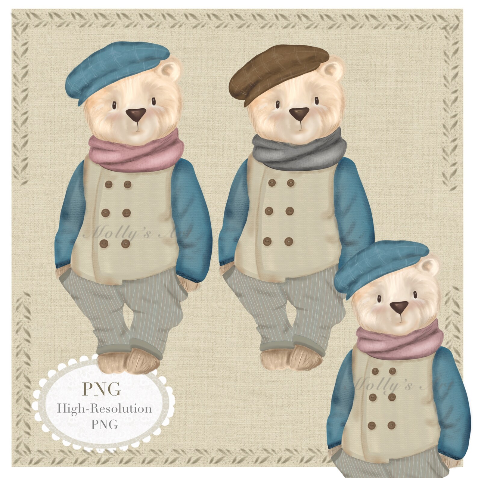Vintage Bear Clipart Vintage Bear PNG Sublimationbear - Etsy