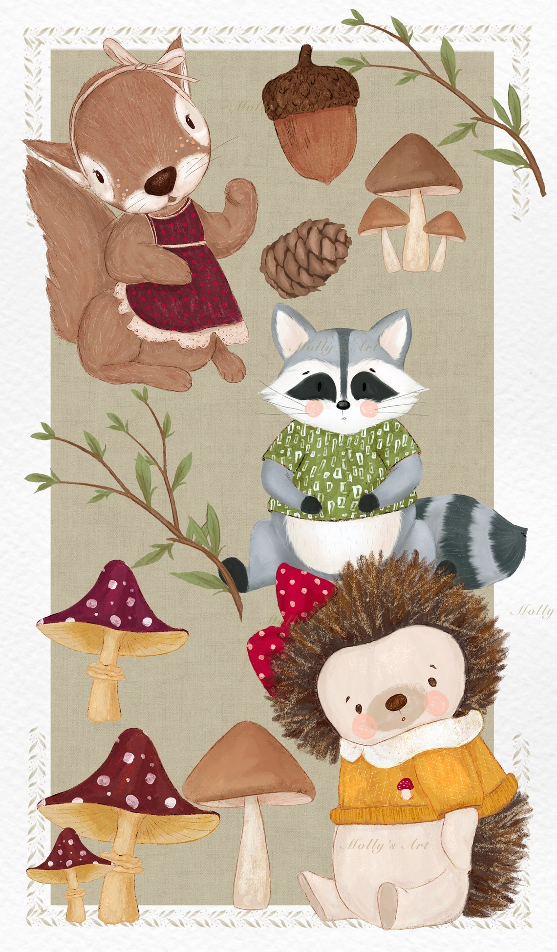 Woodland Animals Watercolor Clipart, Forest Animals Clip Art, Nursery ...