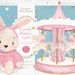 Carousel Bunny Pink Watercolour Clipart, Carousel Horse, Carousel ...