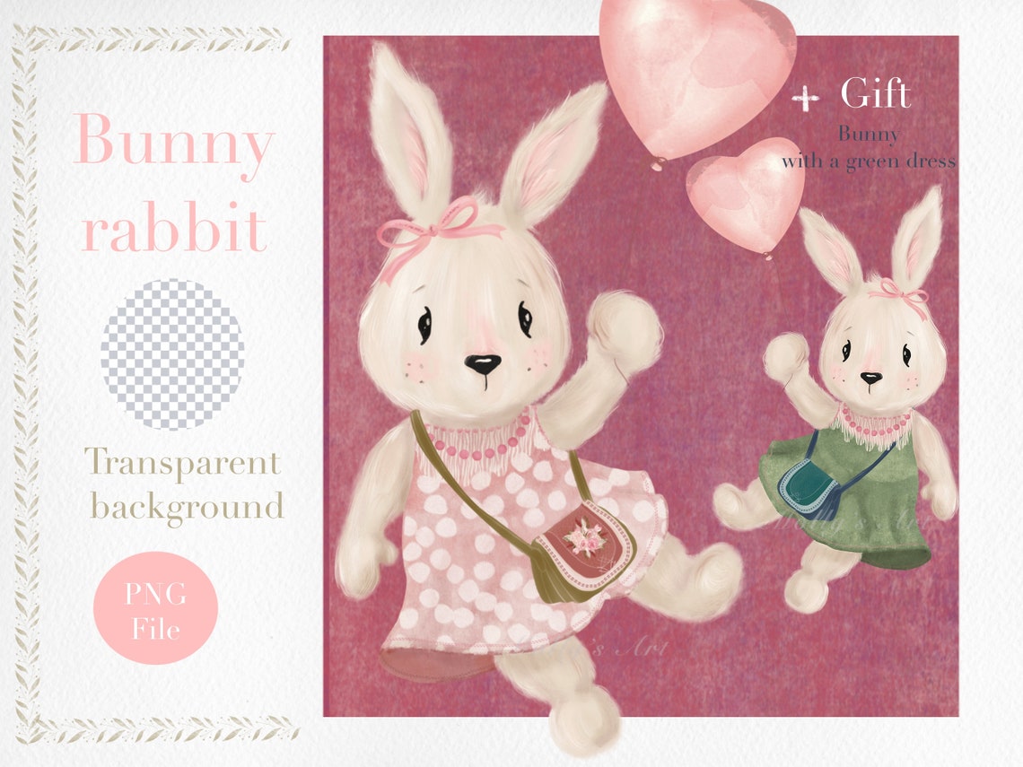 Cute Bunny Clipart,bunny Png,rabbit Clipart, Baby Shower,birthday ...