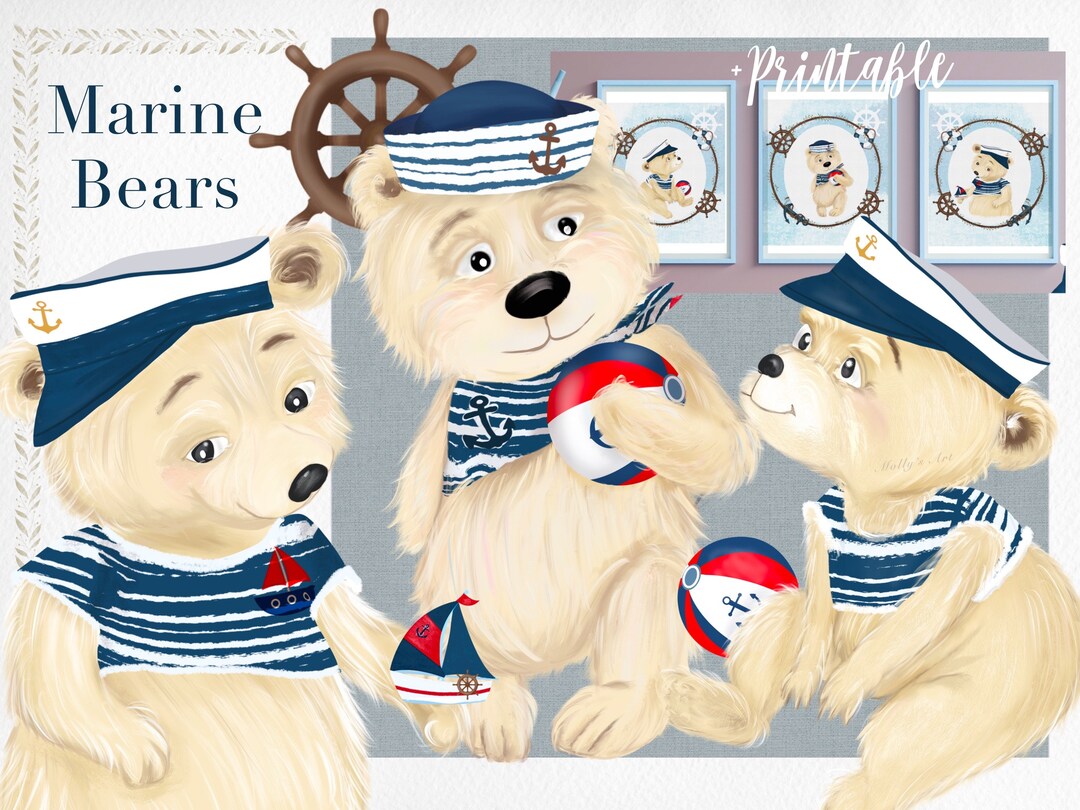 Watercolor Clipart Marine Adventure Instant Download , Baby Boy ...