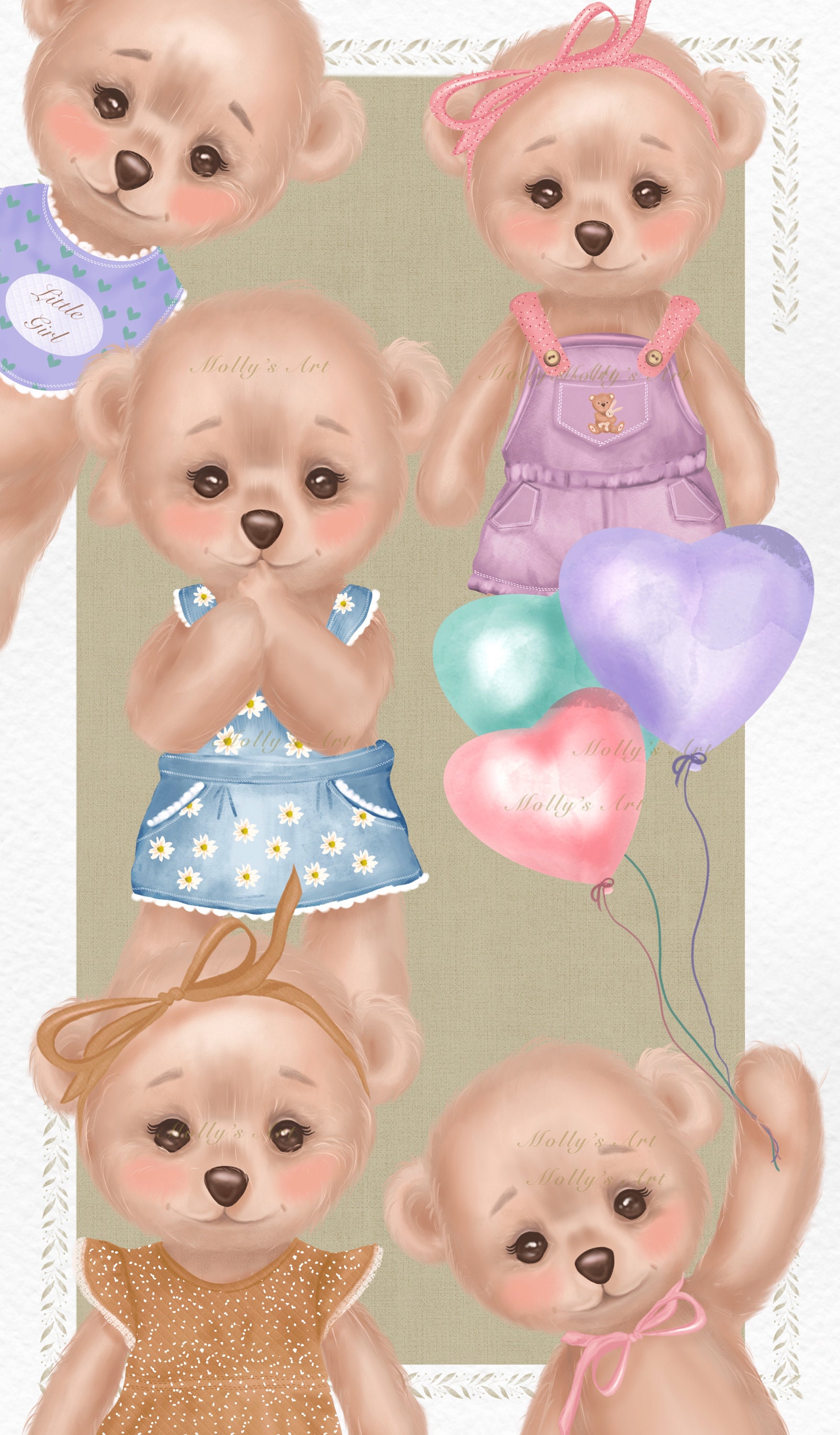 Bear Girl Clipart,bear PNG Instant Download,nursery Art,sublimation ...