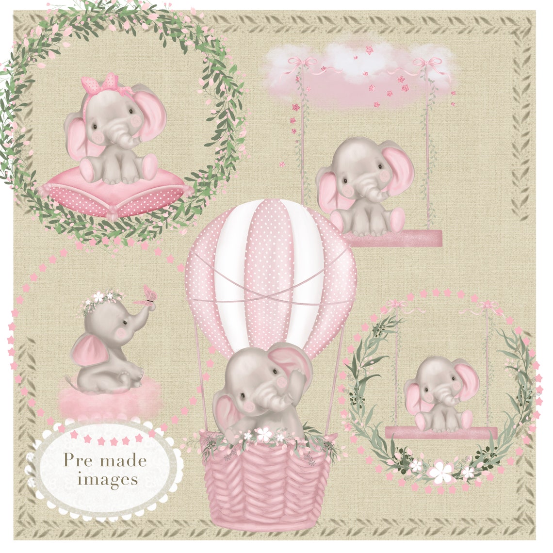 Baby Elephant Clipart Pink Watercolor Elephant Pngkids - Etsy