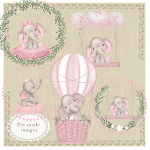 Baby Elephant Clipart, Pink Watercolor Elephant Png,kids Clipart ...
