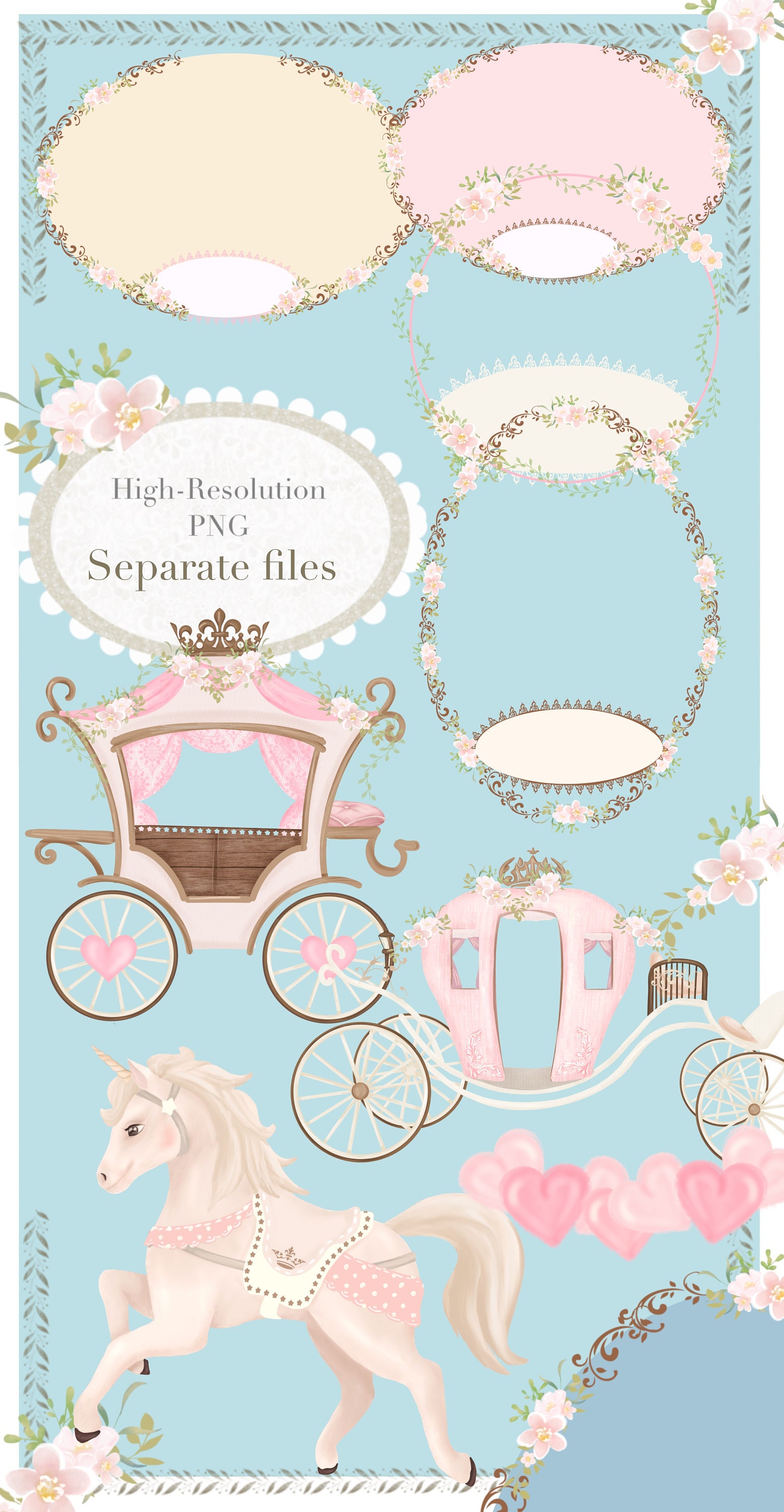 Watercolor Fairy Tale Clipart, Fairytale Castle Clipart, Royal Carriage ...