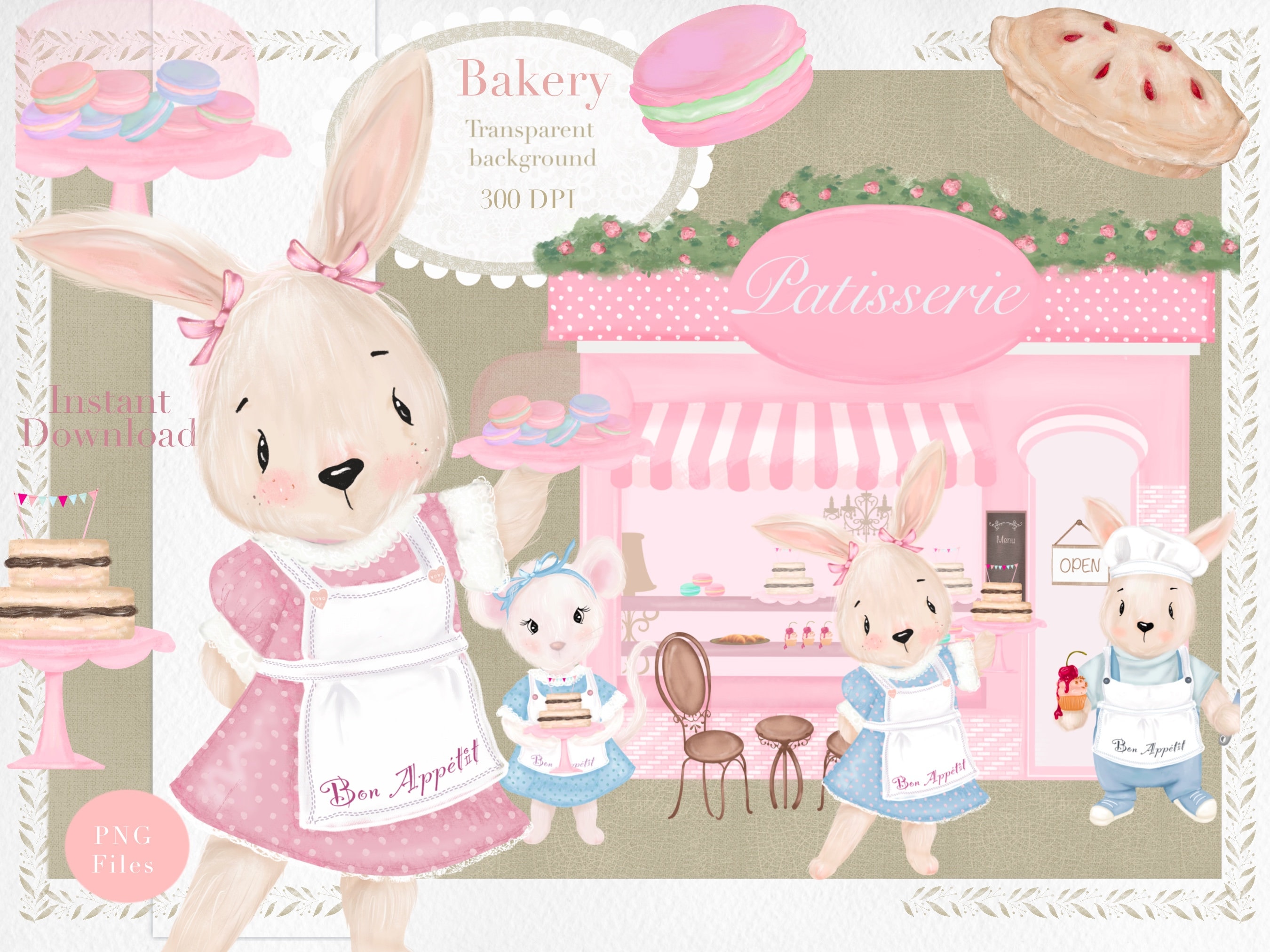 Watercolor Bakery Clipart. Bakery, Animals, Cute, Cooking, Cook, Chef ...
