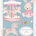 Carousel Bunny Pink Watercolour Clipart, Carousel Horse, Carousel ...