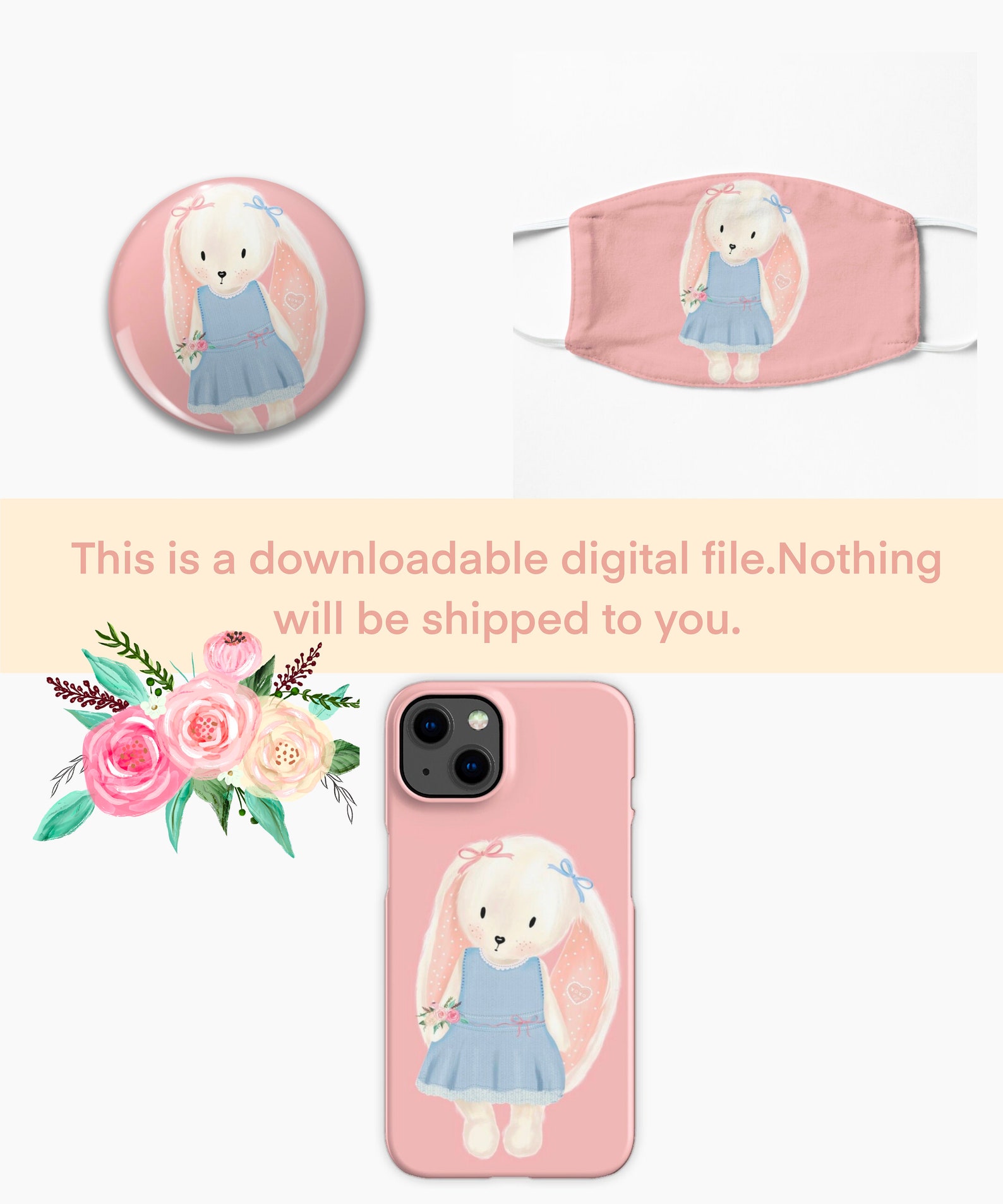 Cute Bunny Clipart,bunny Png,rabbit Clipart, Baby Shower,birthday ...