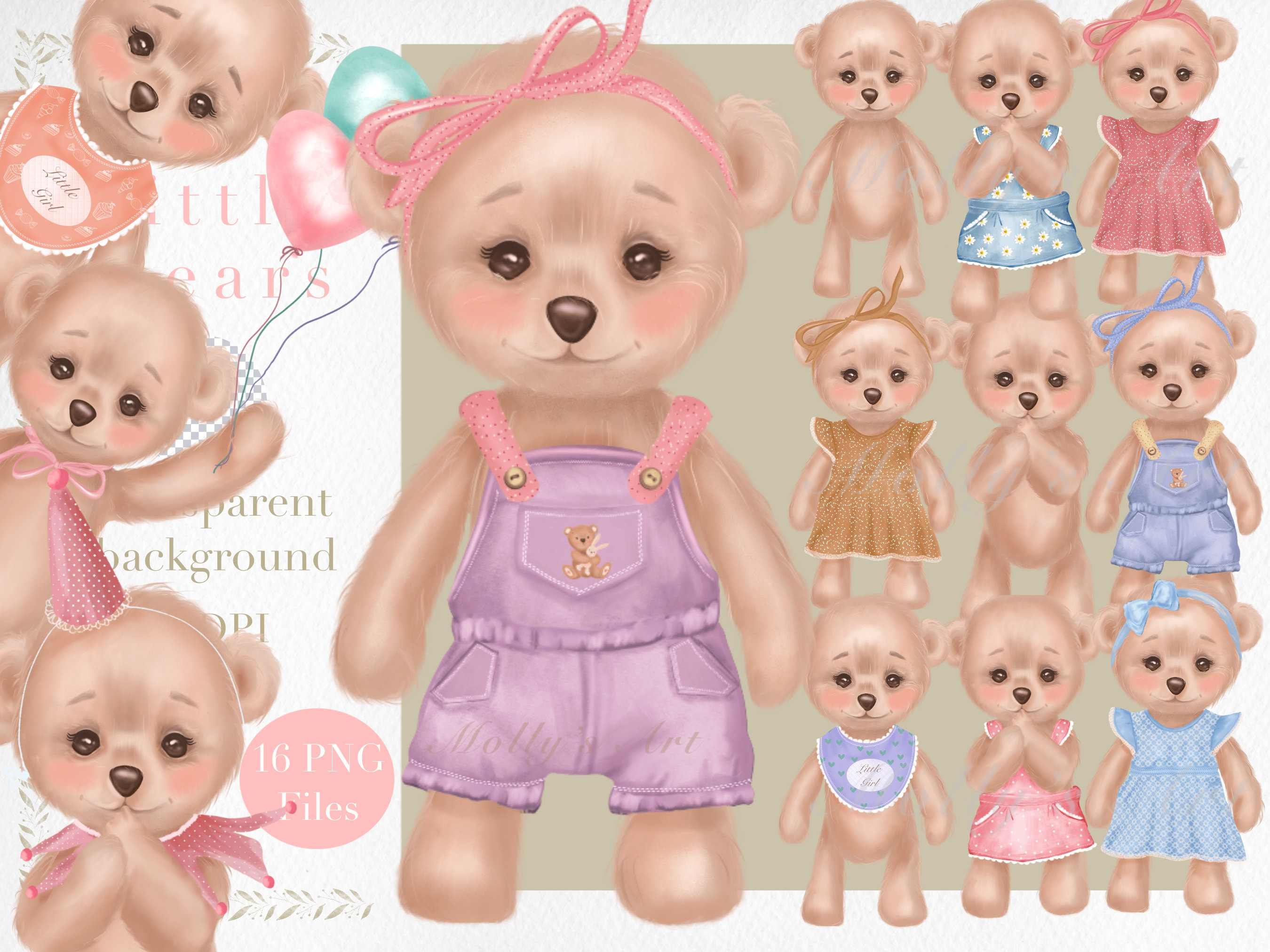 Bear Girl Clipart,bear PNG Instant Download,nursery Art,sublimation ...