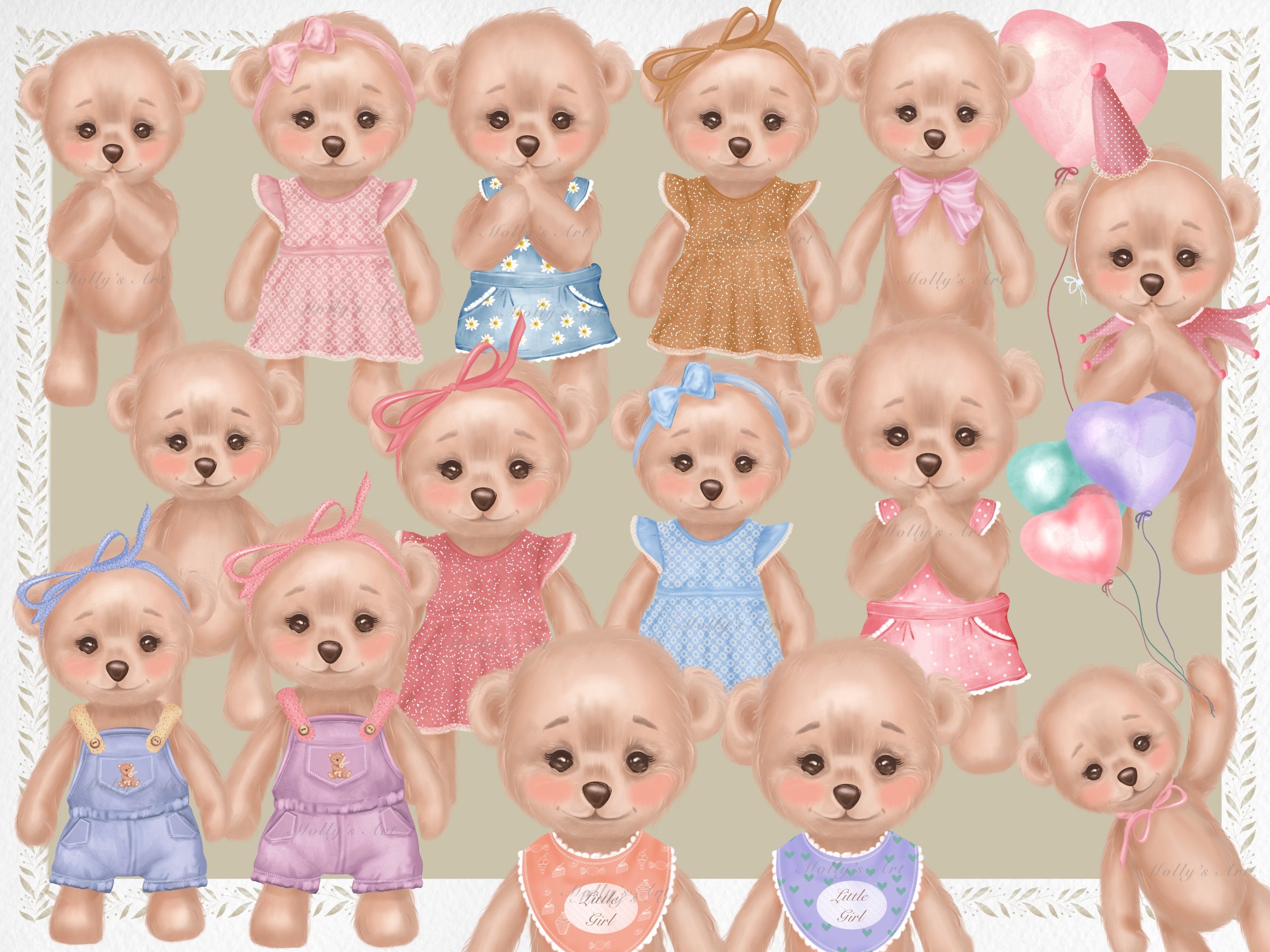 Bear Girl Clipart,bear PNG Instant Download,nursery Art,sublimation ...