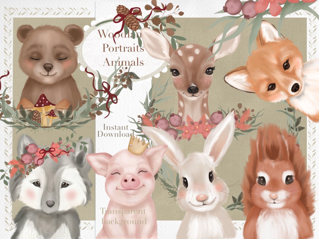 Woodland Animals Watercolor Clipart PNG, Forest Animals Clip Art ...