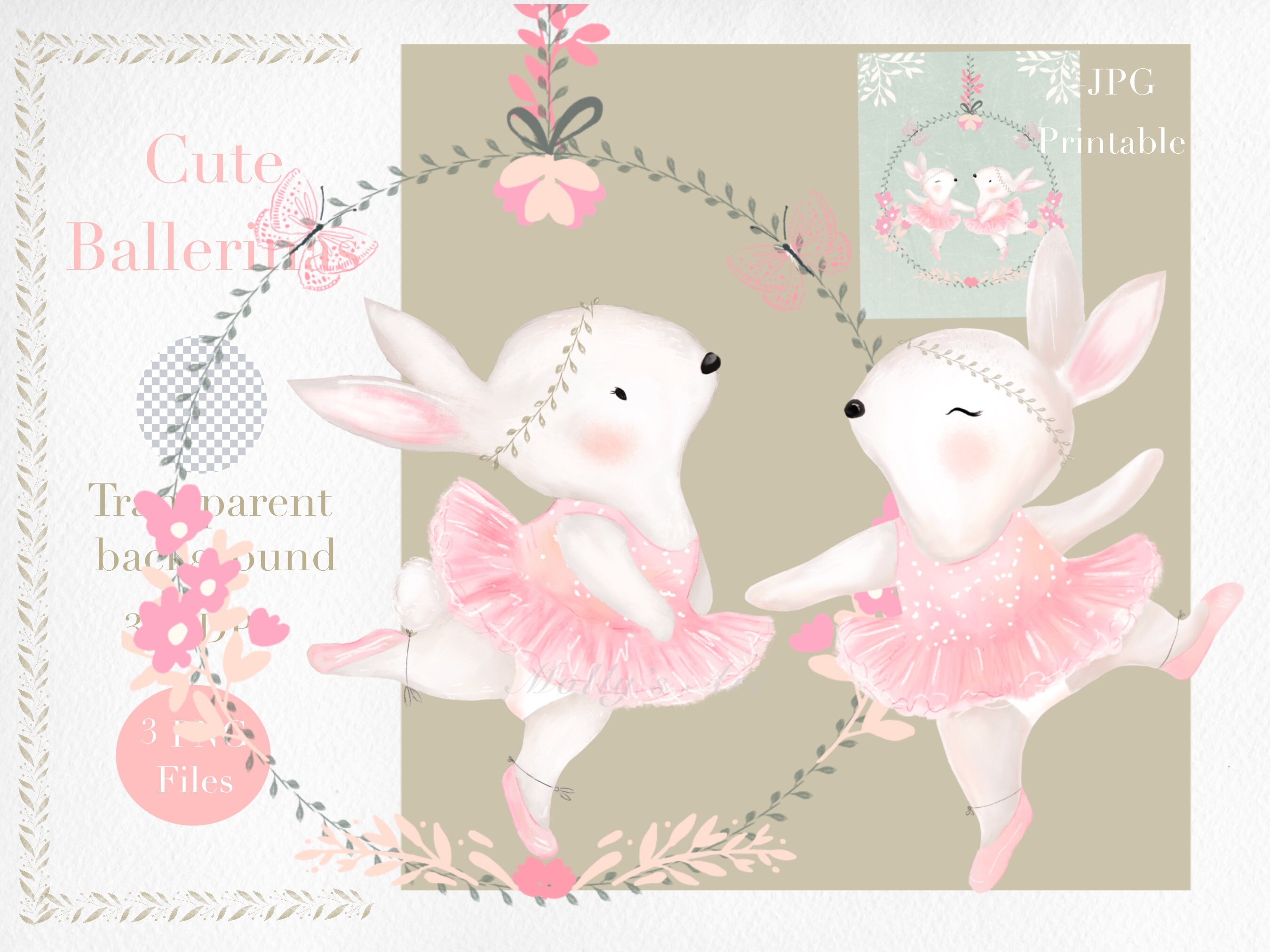 Ballerina Bunny Clipart,bunny Rabbit Clipart,ballerina Clipart PNG ...