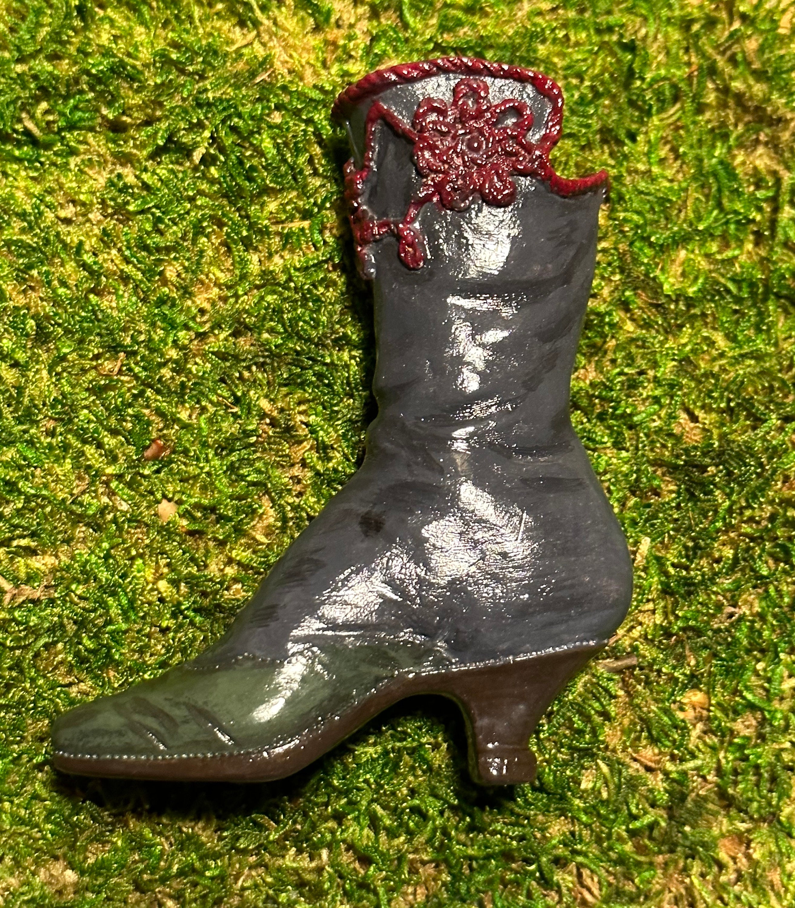 Hand Painted Victorian Style Ceramic Boot - Etsy