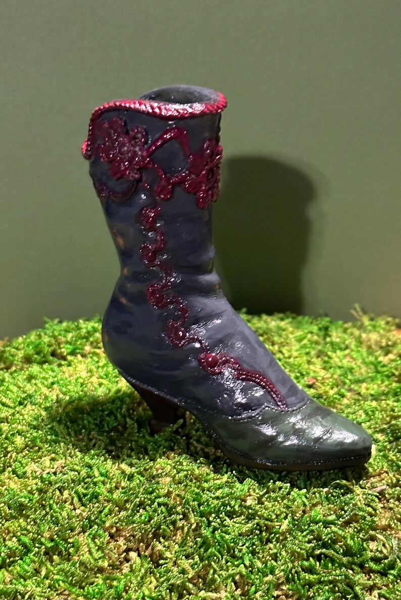 Hand Painted Victorian Style Ceramic Boot - Etsy