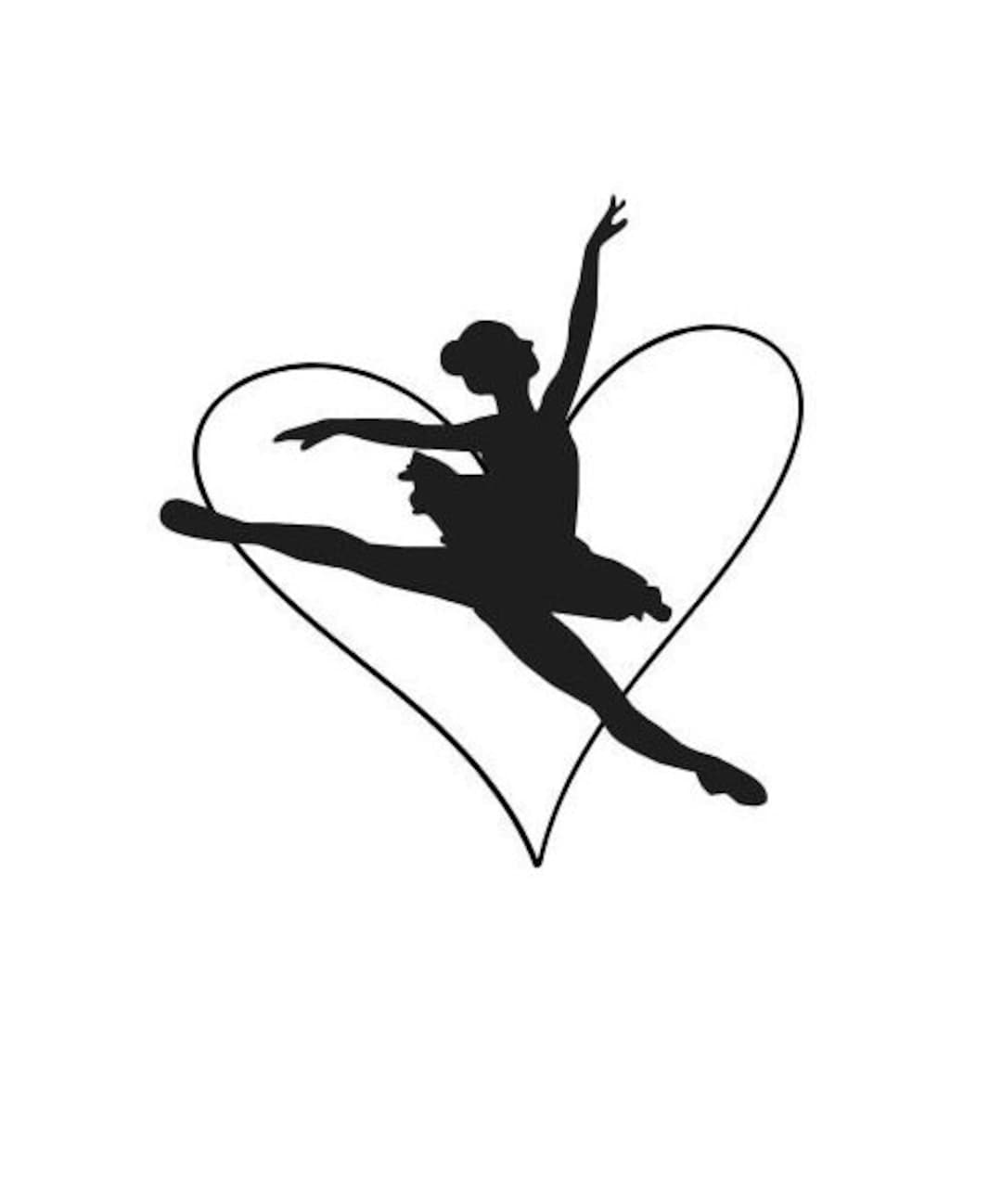 Ballet Dance Heart Silhouette SVG Cricut Print File - Etsy