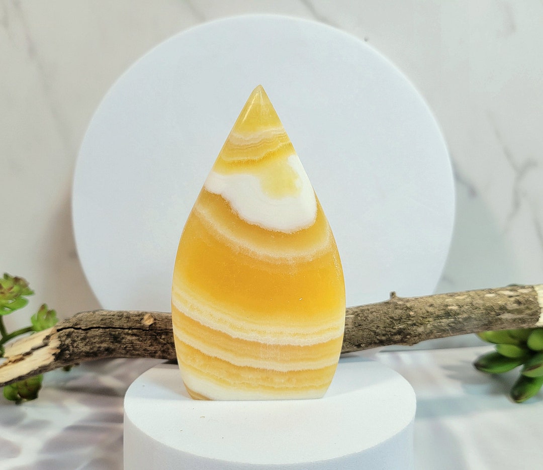 Yellow Calcite Crystal Stone/free-form Teardrop Yellow Calcite/natural ...