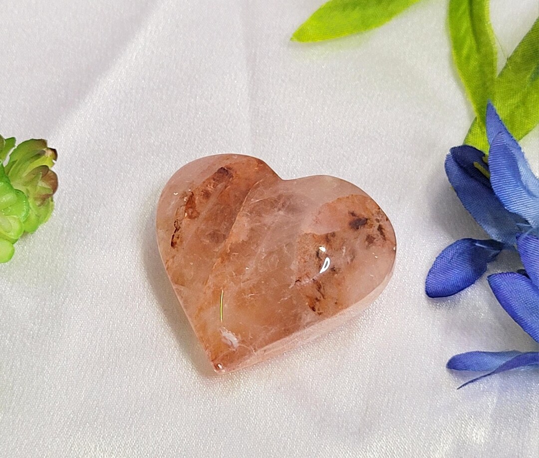 Fire Quartz Heart Shape Crystal Carving/ Natural Fire Quartz Stone ...