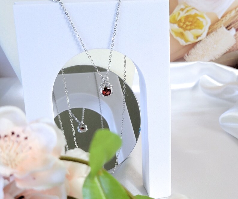 Garnet/clear Quartz Crystal Pendant Necklace/garnet Gemstone/18inch ...