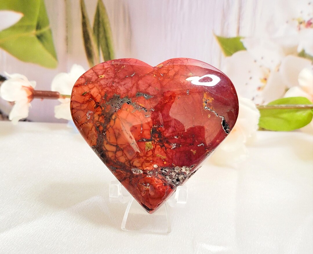 Red Mookaite Jasper Stone/ Luminous Red Mookaite Jasper Crystal/ Heart ...