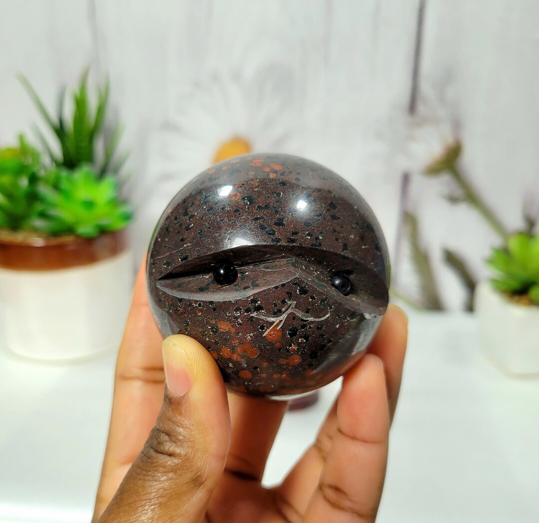 Plum Blossom Jade Sphere/face Carved Sphere/black Plum Blossom Jade ...