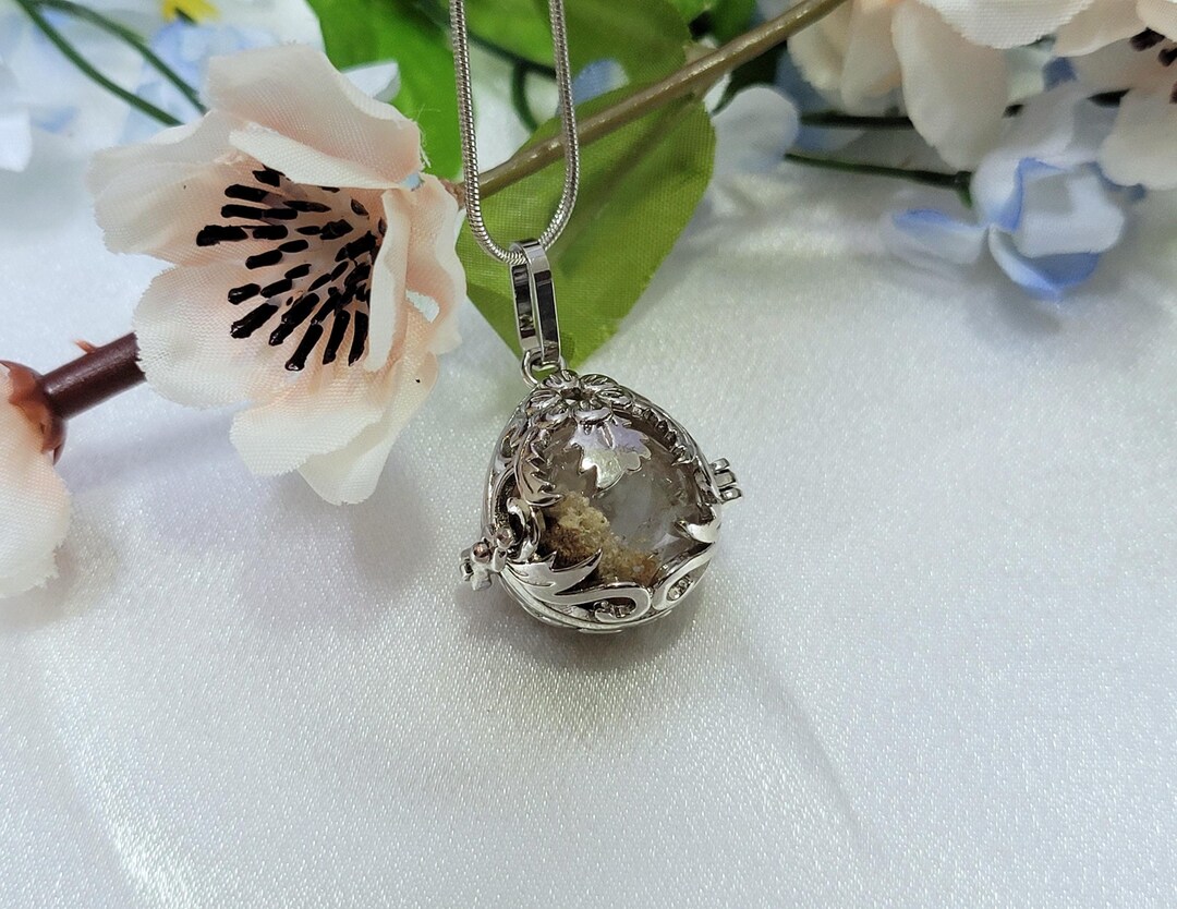 Beautiful Garden Quartz Sphere Locket Pendant Necklace/ Stainless Steel ...