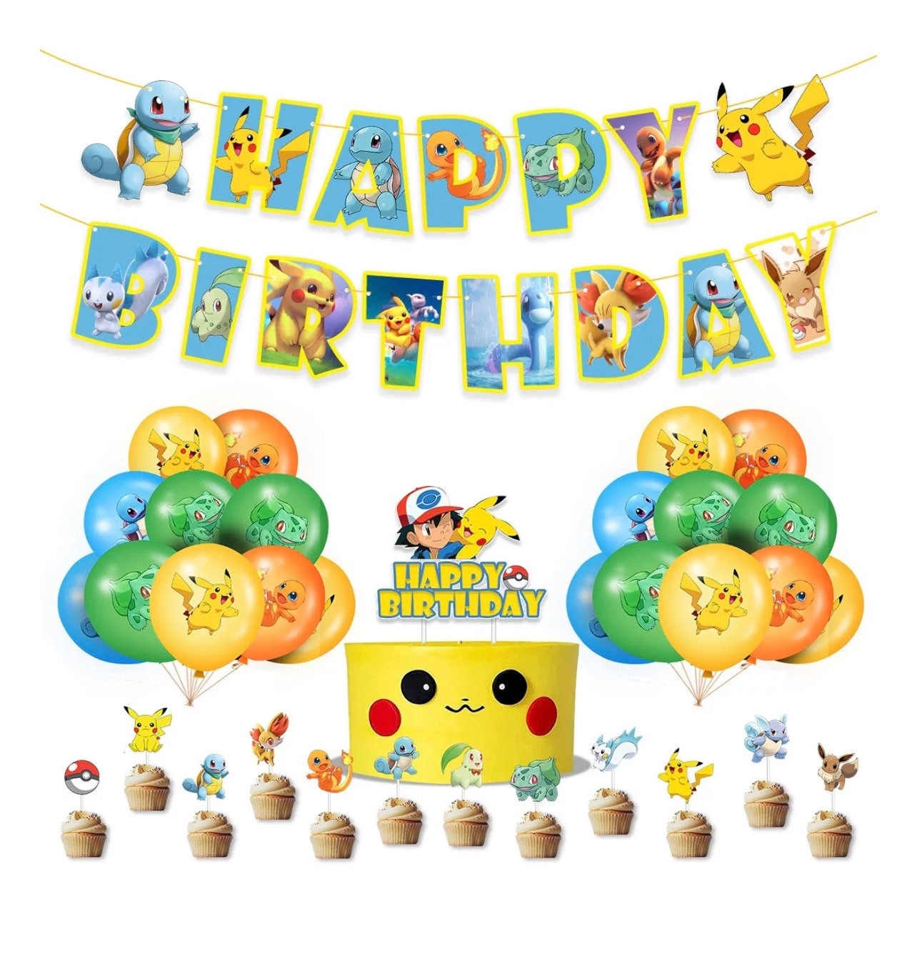 Pokemon Balloon Kit, Birthday Party Supplies, Pikachu Balloons ...