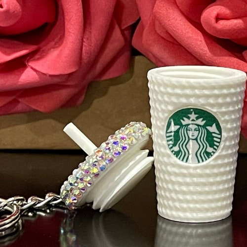 Starbucks Inspired Studded Cold Cup Tumbler Keychain With - Etsy