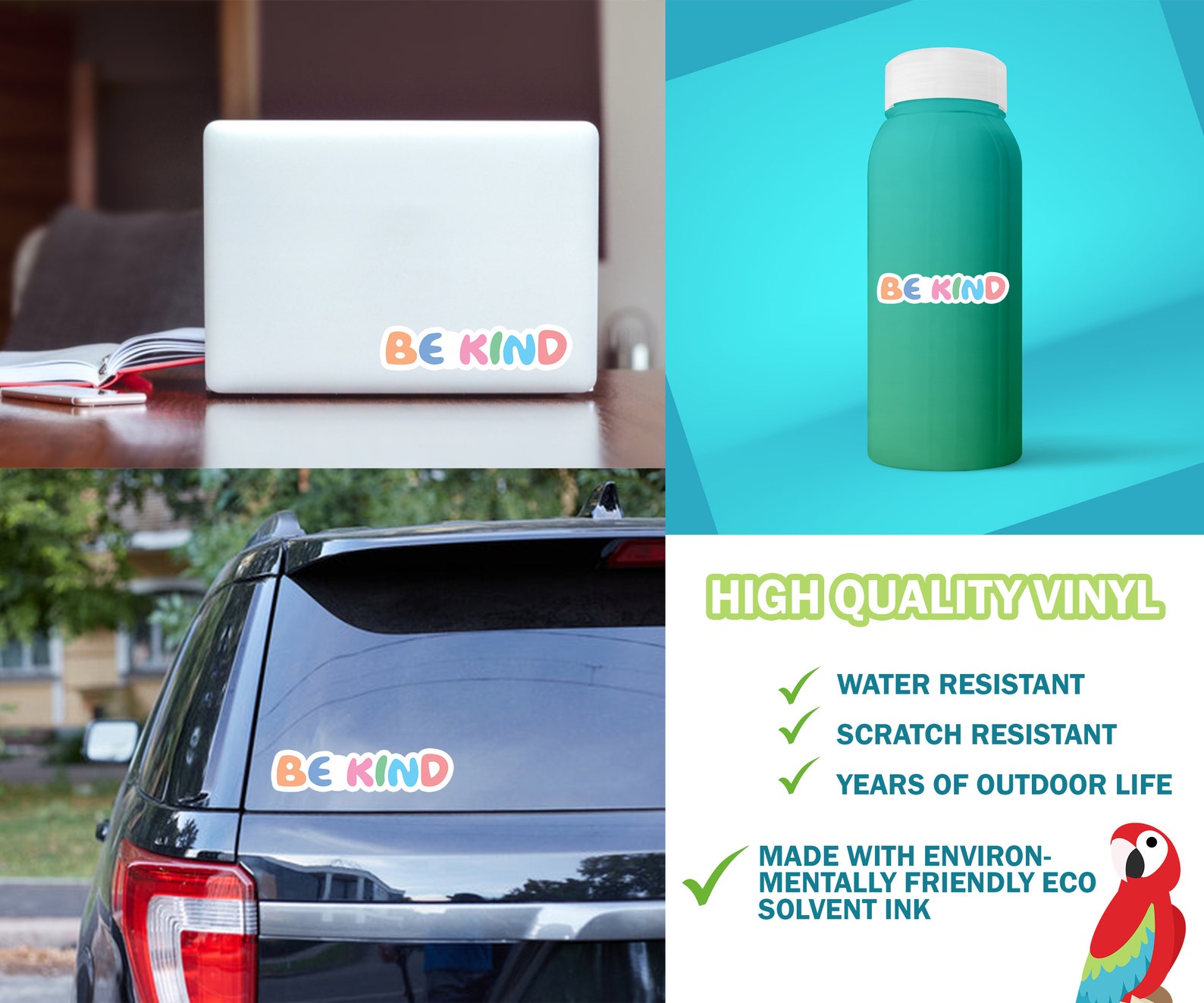 Be Kind Sticker, Inspirational Sticker, Colorful Sticker, Water ...