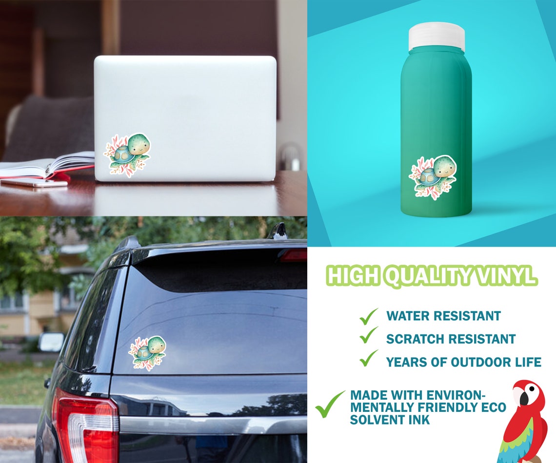 Turtle Vinyl Sticker Turtle Sticker Car Stickers Water - Etsy