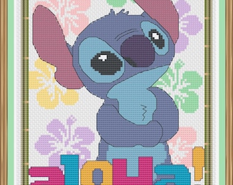 Lilo and Stitch Aloha Cross Stitch Pattern, Baby, Love Hawaii, Music ...