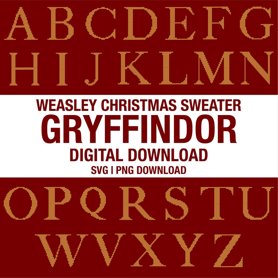 Digital Download Weasley Christmas Sweater Letters A-Z, Custom Monogram ...