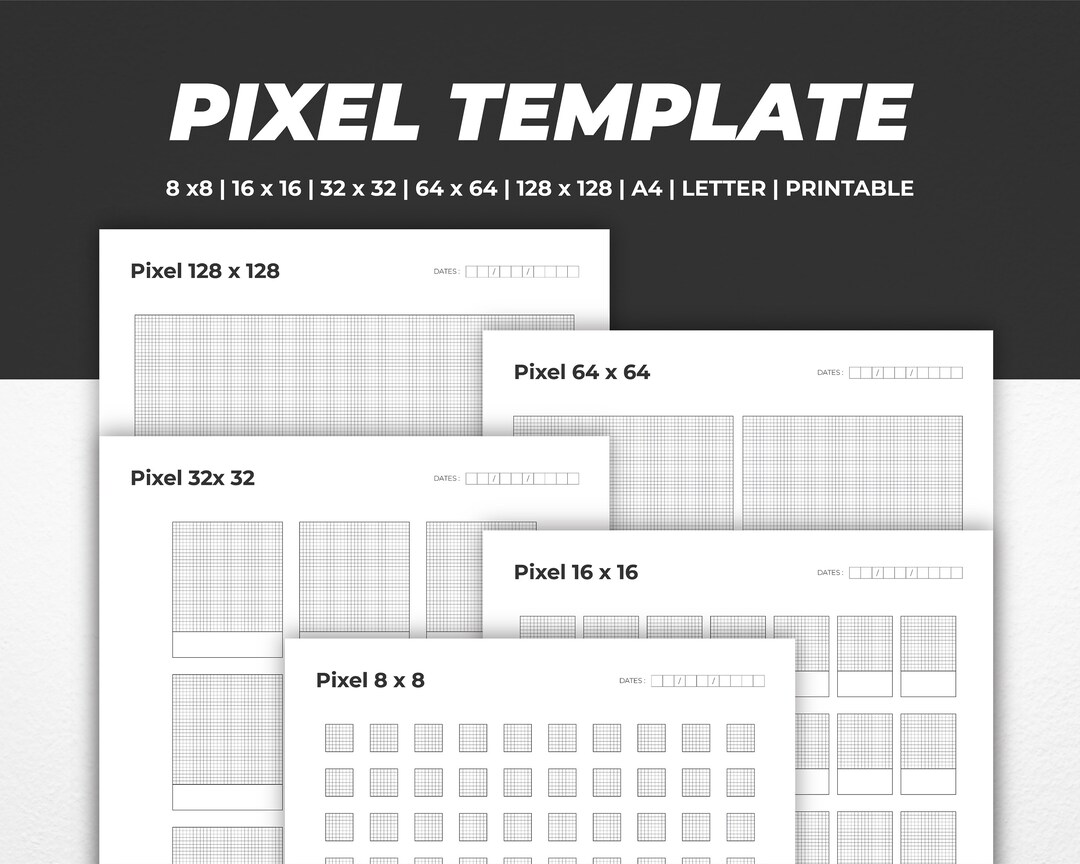 Pixel Template Printable Drafting Sketching A4 and Letter - Etsy
