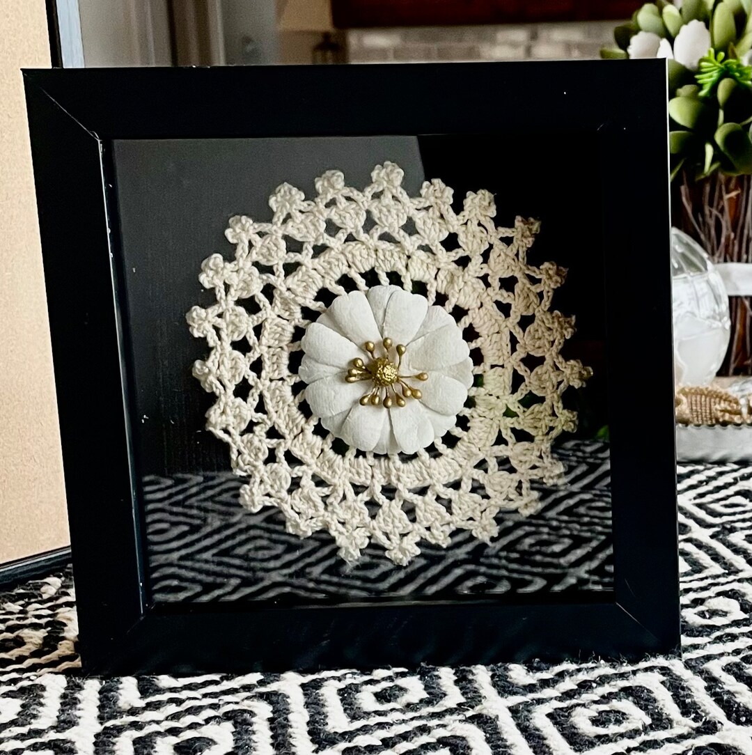 Antique Doily Framed, Vintage Wall Art, Elegant Sewing, - Etsy