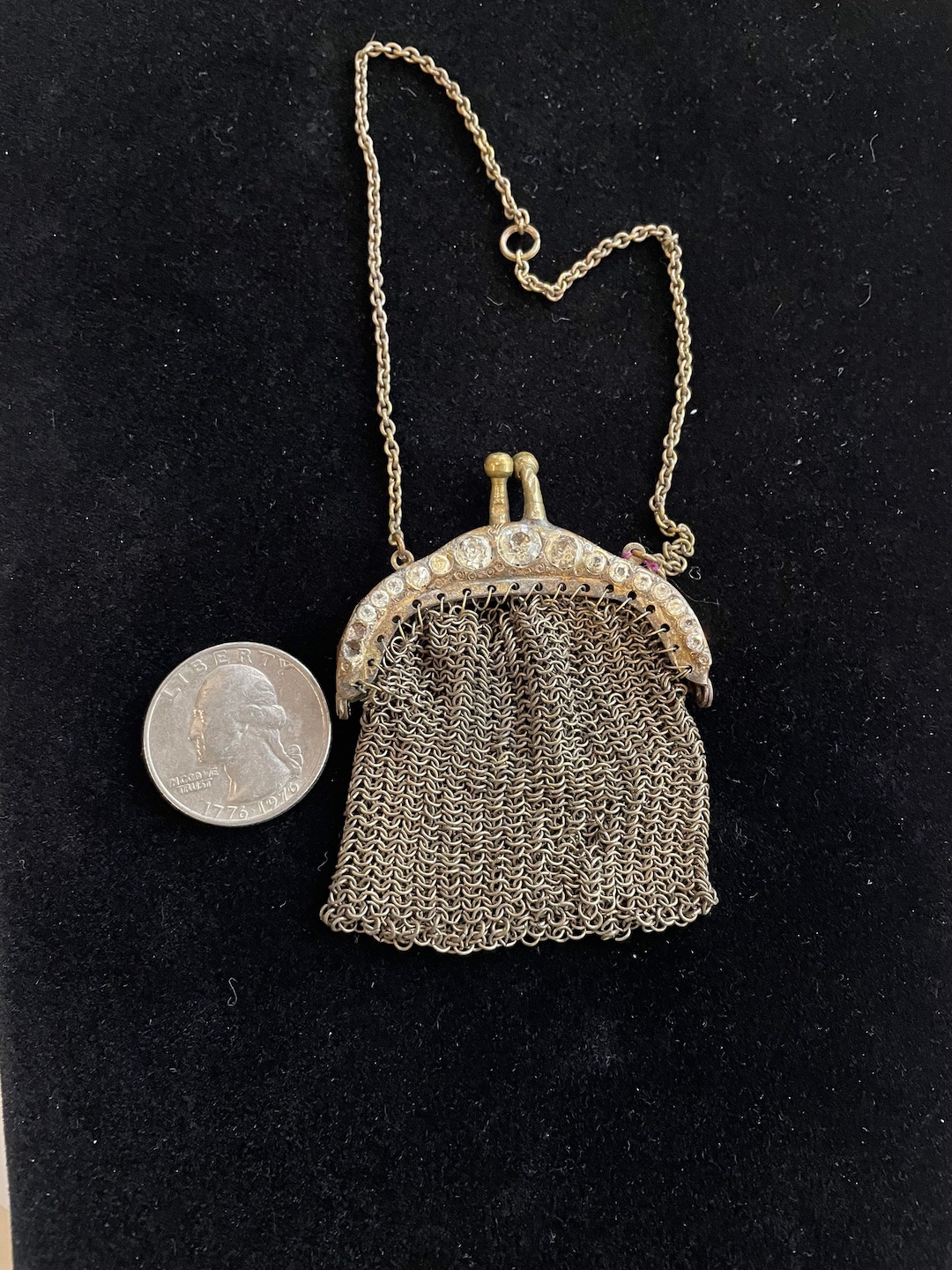 Vintage Silver Rhinestone Chain Mail Coin Purse French Chain - Etsy