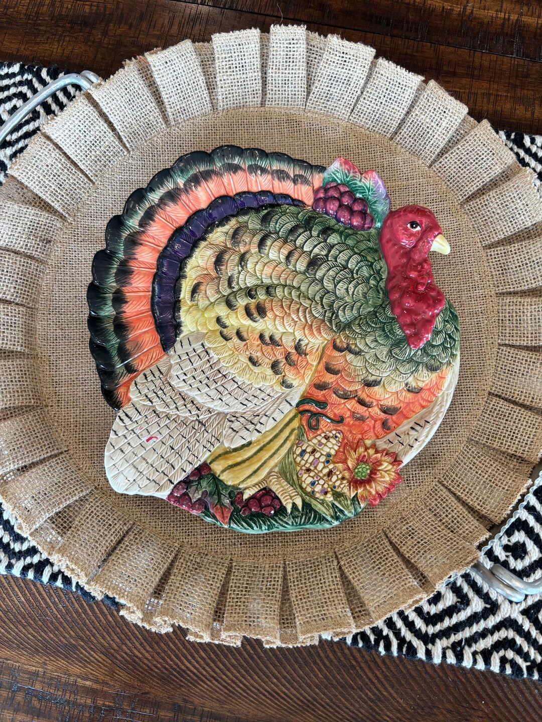 Thanksgiving Fitz Floyd Canapé Turkey Plate 10 Harvest Heritage ...