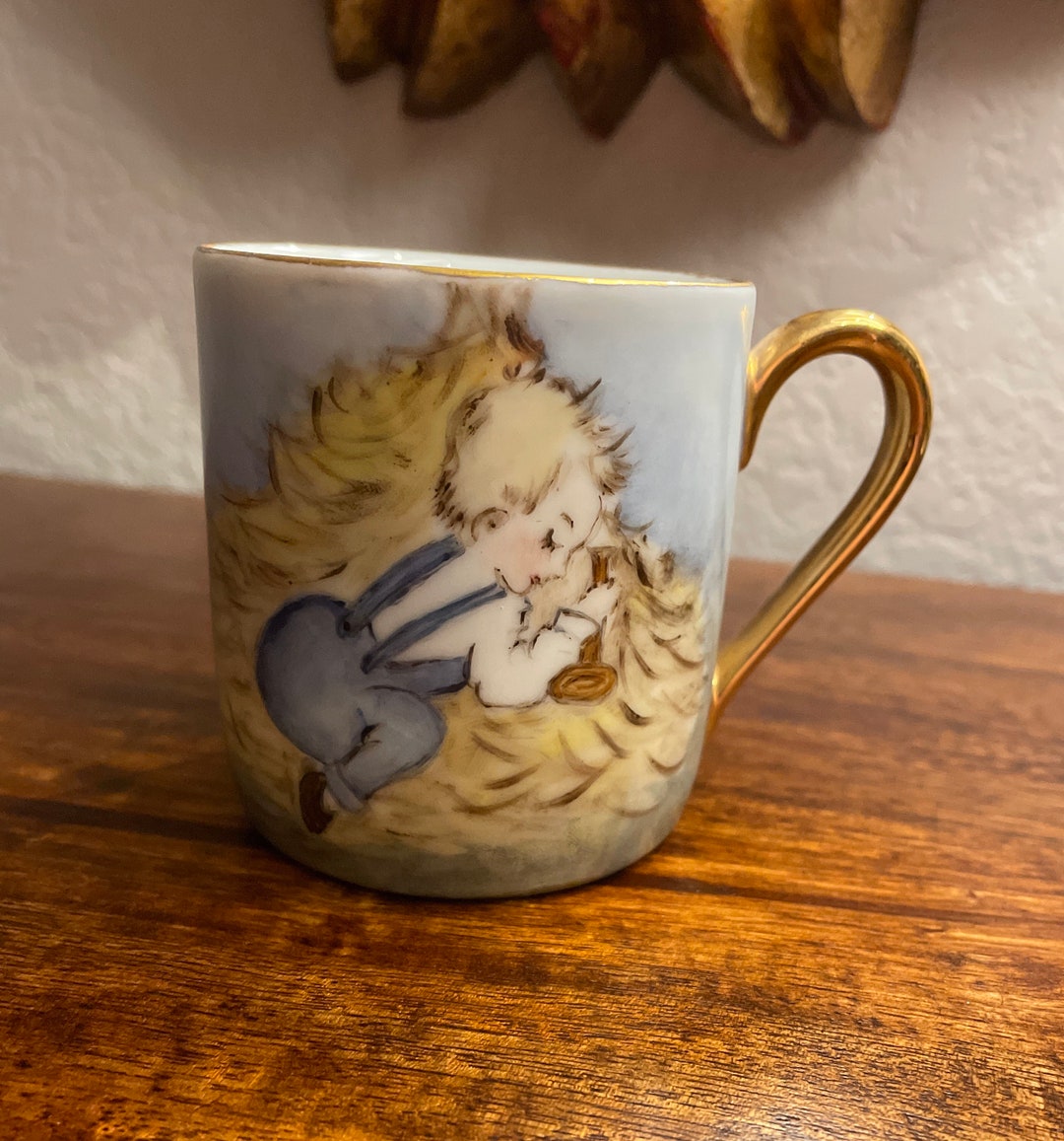 Vintage German Hand Painted Little Boy Blue With Horn Tea Coffee Mug ...