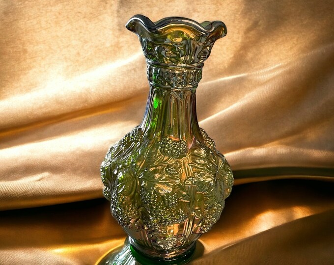 Antique Imperial Helios Carnival Glass Loganberry Emerald Green and ...