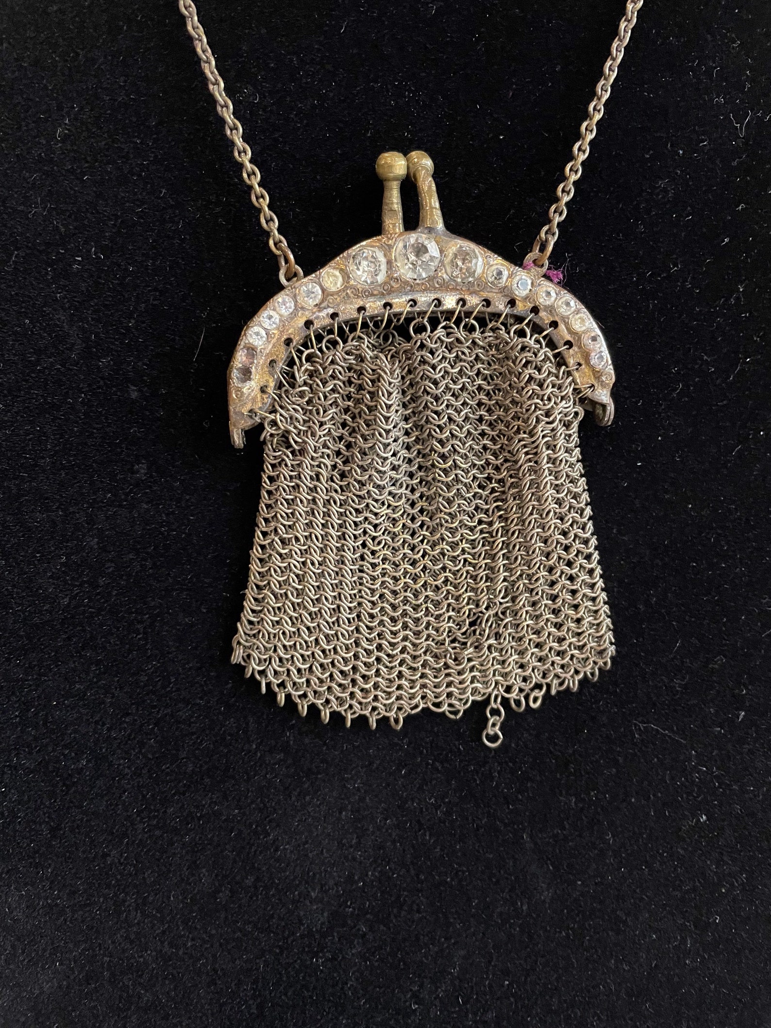 Vintage Silver Rhinestone Chain Mail Coin Purse French Chain | Etsy