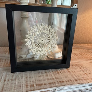 Antique Crocheted Doily Framed for Wall Art or Desktop, Modern Framed ...