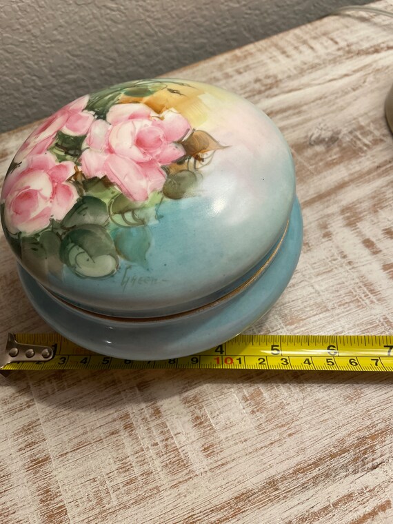 Antique Limoges hand painted powder box jewelry caske… - Gem