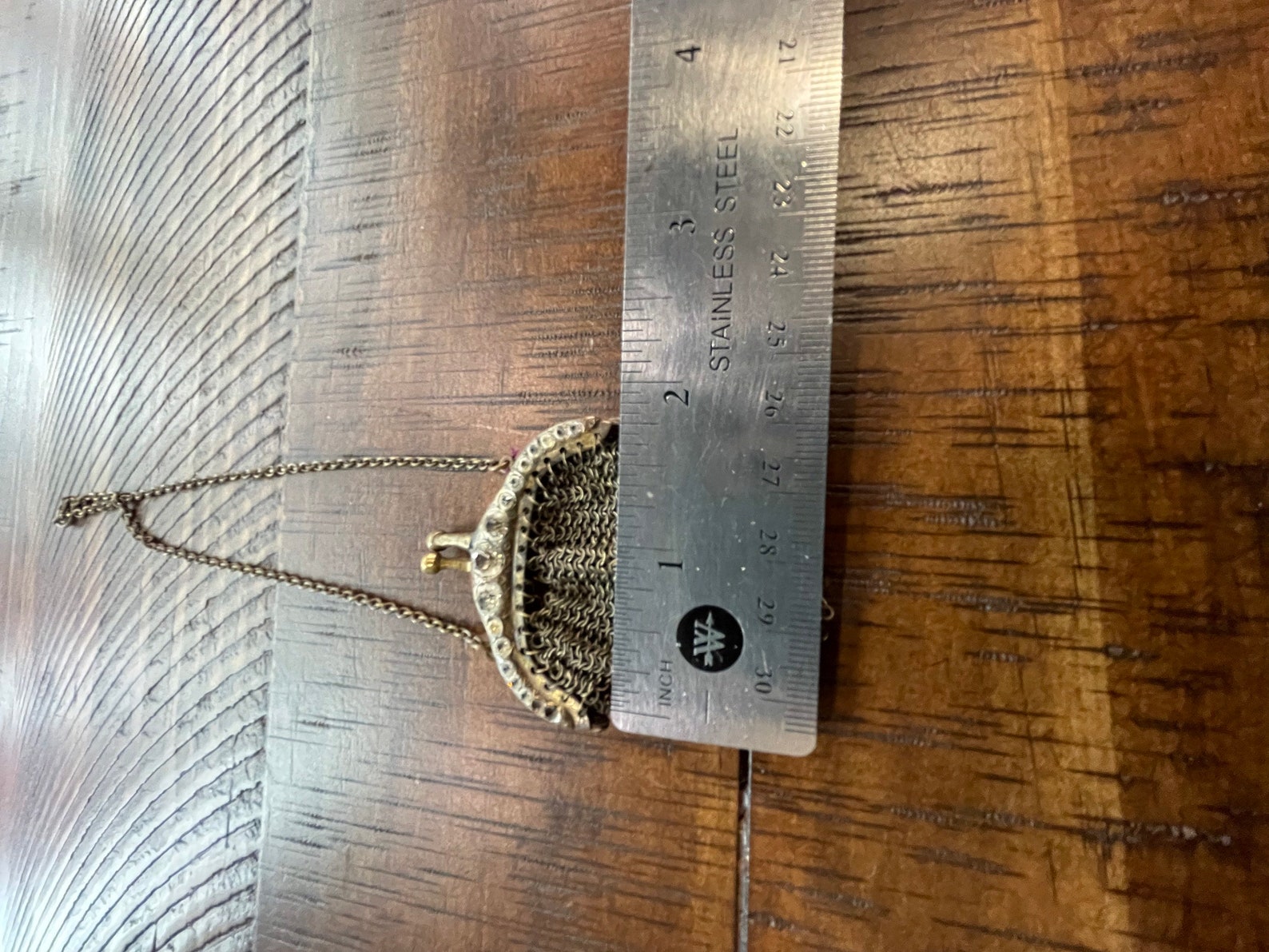 Vintage Silver Rhinestone Chain Mail Coin Purse French Chain | Etsy