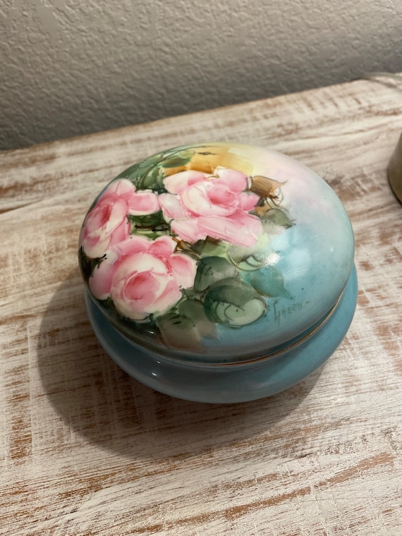 Antique Limoges hand painted powder box jewelry caske… - Gem