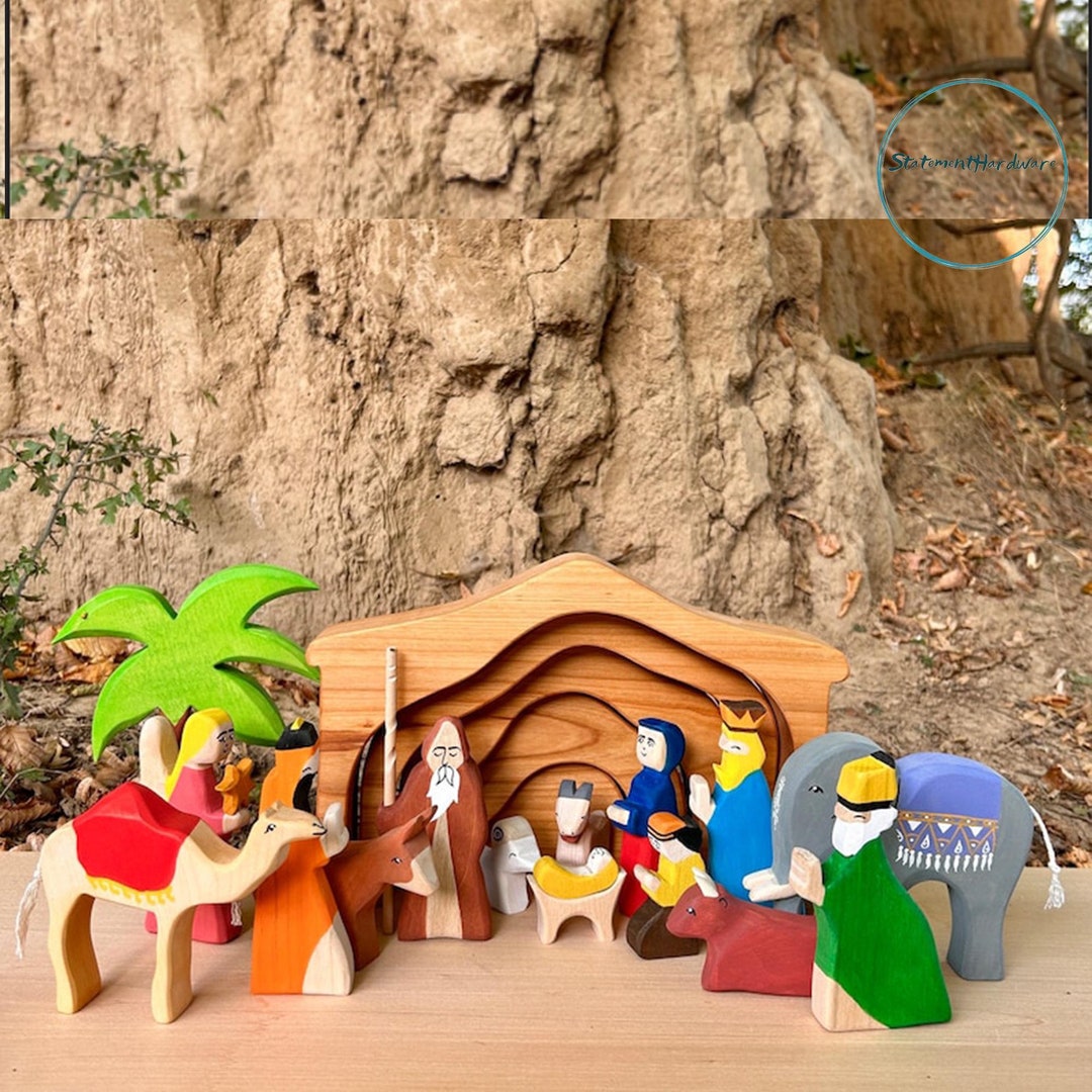 Wooden Nativity Set for Kids Nativity Figurines Christmas Nativity ...