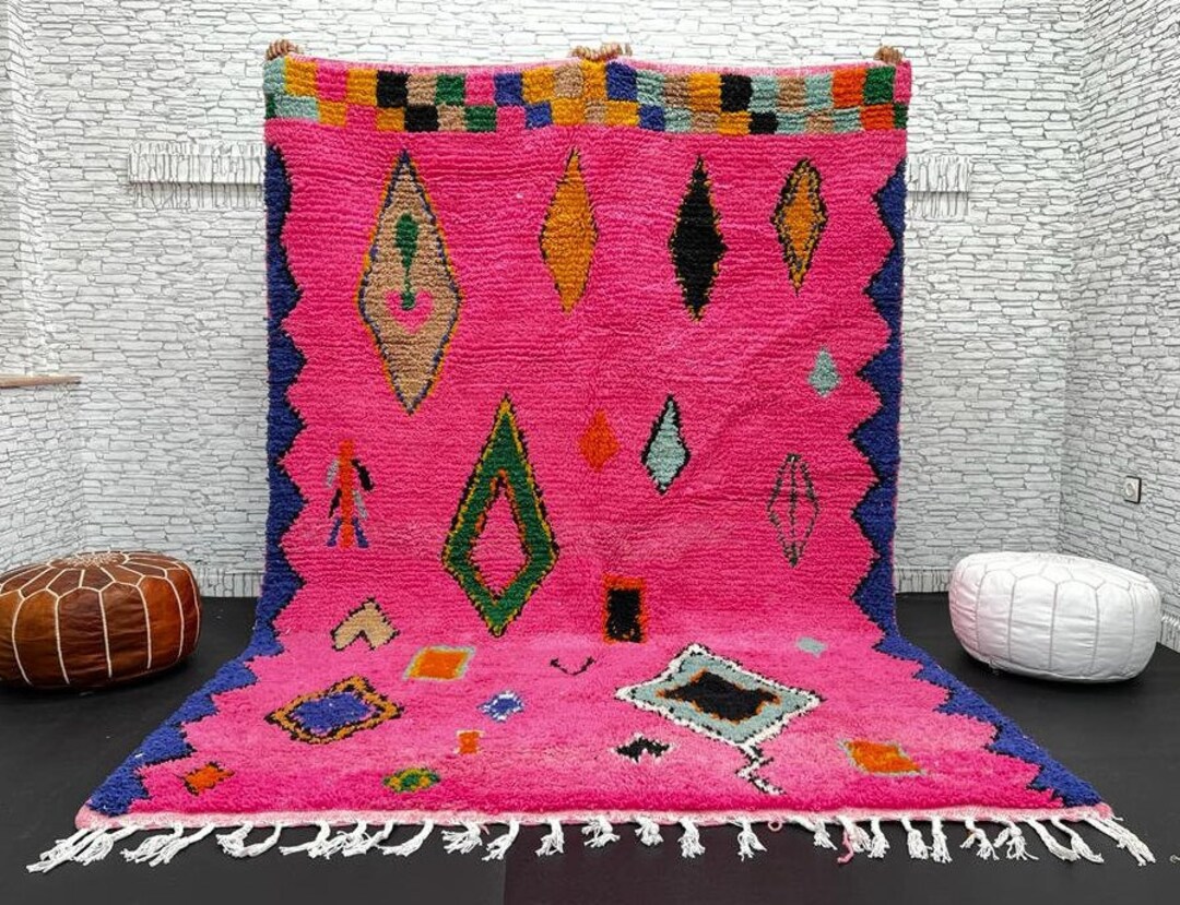 Pink Moroccan Rug, Handmade Berber Carpet From Natural Soft Wool ...