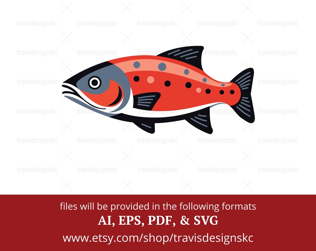 Salmon SVG Salmon Vector Salmon Fish Clipart Salmon Outline SVG Salmon ...