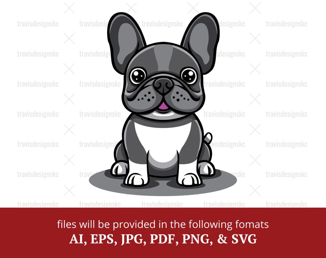 Cartoon French Bulldog SVG: Frenchie Clipart, Art, Illustration ...