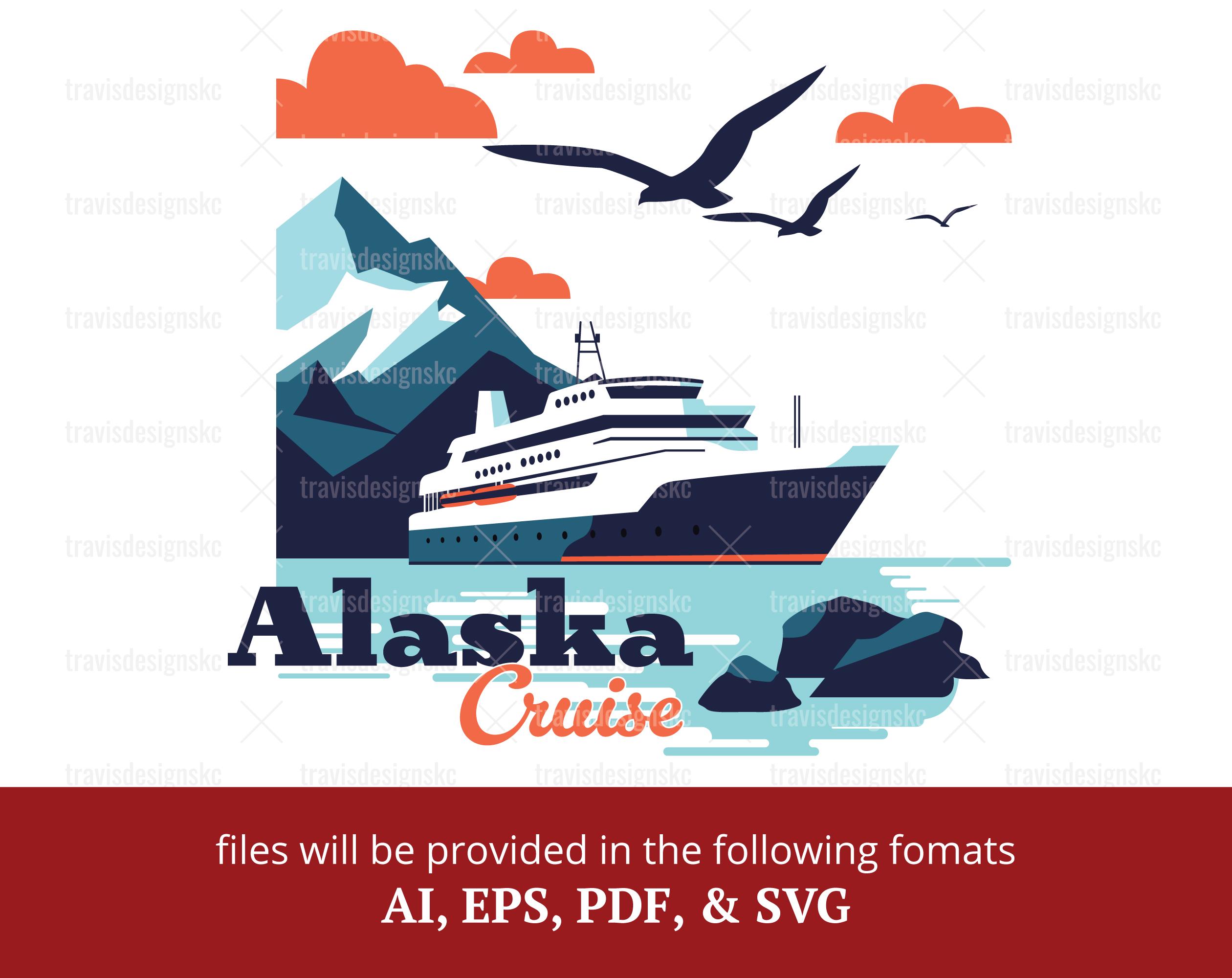 Alaska Cruise, Alaska Cruise SVG, Alaska Illustration, Alaska Graphic ...