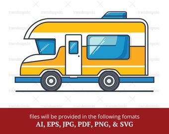 RV Clipart, Camping Clipart, Motorhome Svg, RV Vector, Camper Clipart ...